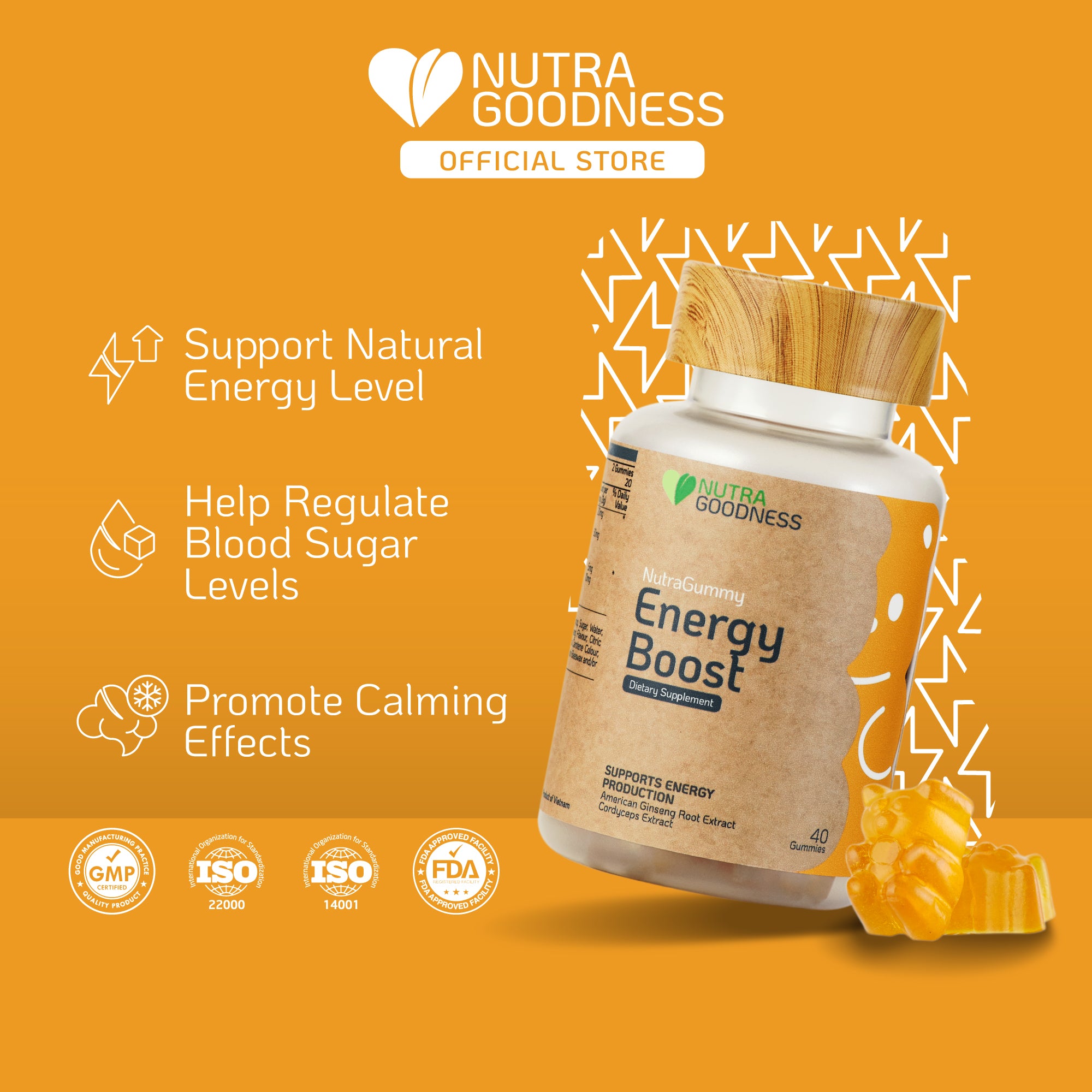 Nutra Goodness NutraGummy Energy Boost 40s - Support Natural Energy Le ...